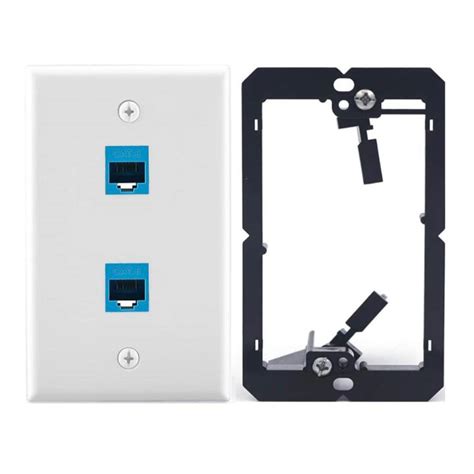 Ethernet Wall Plate With Low Voltage Mounting Bracket Single Gang 2 Port Cat6 Keystone Ethernet