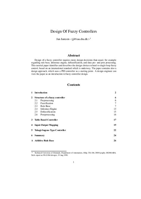 Pdf Design Of Fuzzy Controllers