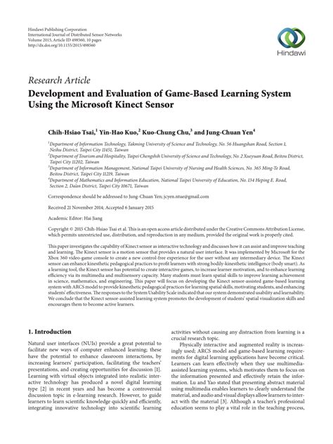 Pdf Development And Evaluation Of Game Based Learning System Using The Microsoft Kinect Sensor