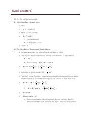 Physics Chapter 6 Docx Physics Chapter 6 6 5 7 1 5 6 Will Not Be Covered 6 1 Work Done By A