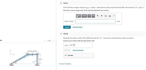 Solved Part A If Link Cd Has An Angular Velocity Of Wcd 3