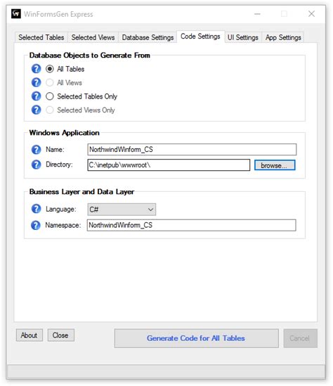 free windows form code generator winformsgen express tutorial
