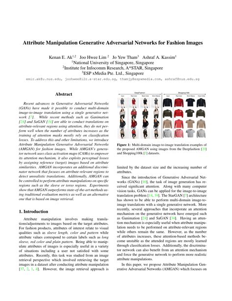 Pdf Attribute Manipulation Generative Adversarial Networks For Fashion Images Accepted Iccv 2019