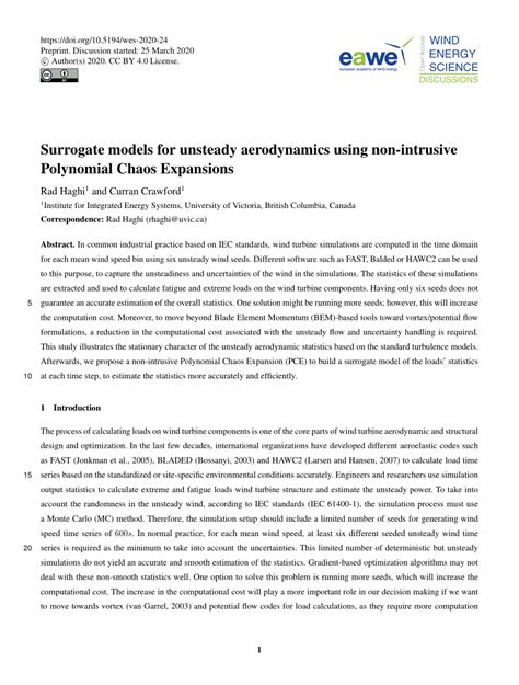 Pdf Surrogate Models For Unsteady Aerodynamics Using Non Intrusive Polynomial Chaos Expansions