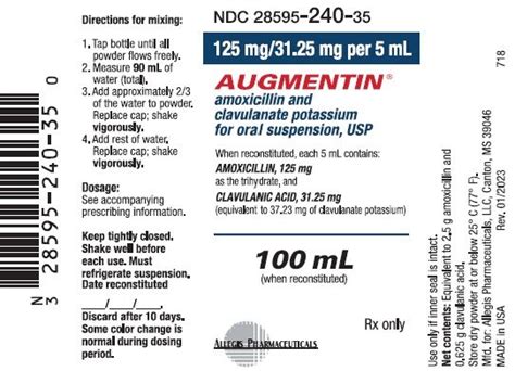 Augmentin Oral Suspension Package Insert Prescribing Info Moa