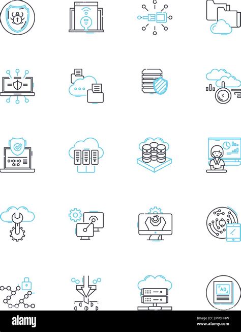 Digital Learning Linear Icons Set Elearning Virtual Online Blended