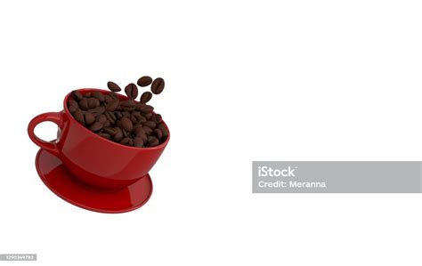 커피 한 잔과 사실적인 커피 콩 부동 3d 렌더링 배경 커피 콩의 질량을 닫습니다 가득 찬에 대한 스톡 사진 및 기타 이미지 가득 찬 가을 갈색 Istock