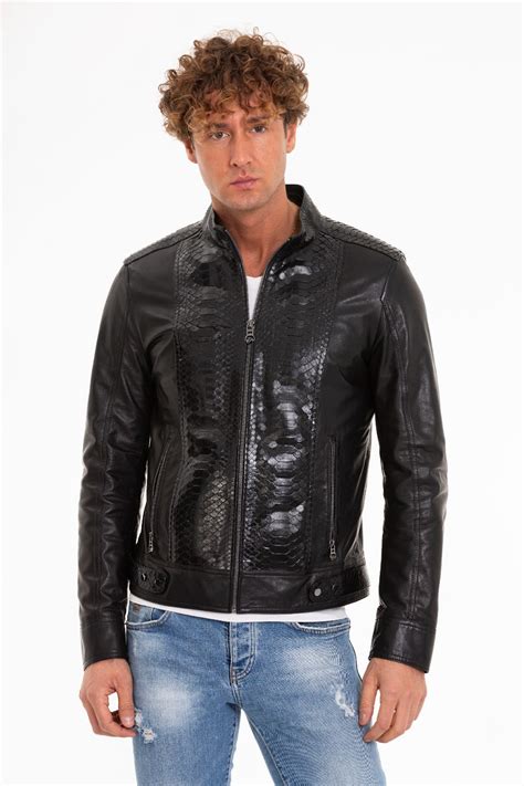 The Solvito Pythn Black Leather Men Jacket Vinci Leather Shoes