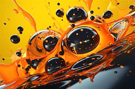 Premium Photo A Yellow And Black Background With A Black Liquid