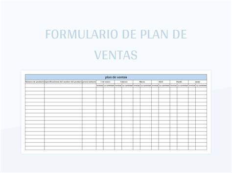 Plantilla De Excel Formulario De Declaración Del Plan De Ventas Y Hoja