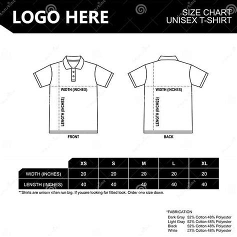 Polo Shirt Size Guide Of Unisex Short Sleeve Sizing Chart Table Size