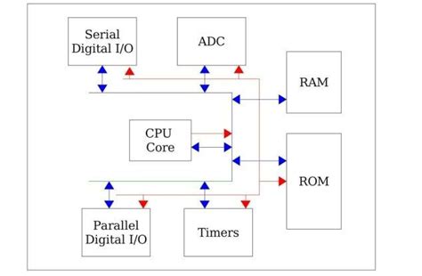 Microcontroller Elements Red Lines Represent The Address Bus And Blue