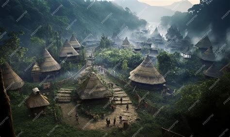 Premium Ai Image Ancient Traditional Village Generative Ai