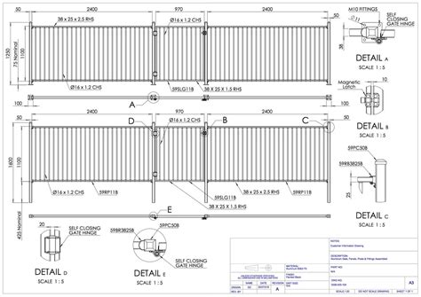 Aluminium Railing Panel For 1200mm High Fence 2400 X 1100mm With 16m