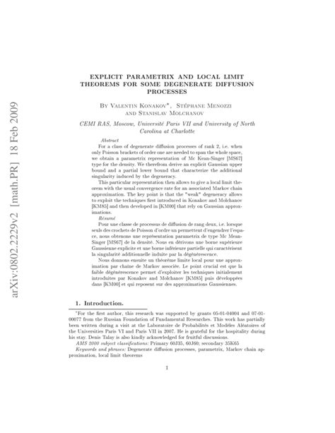 Pdf Explicit Parametrix And Local Limit Theorems For Some Degenerate