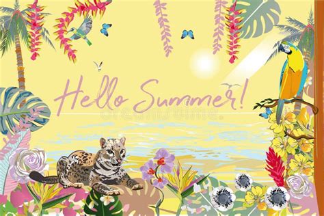 S Rie De Milieux Tropicaux Avec Des Oiseaux Et Des Animaux Illustration