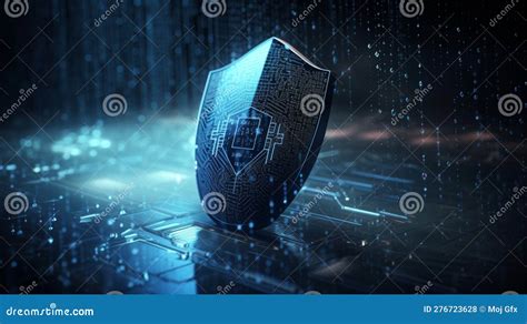 Security Net And Data Protection Concept With Digital Shield Symbol With Covered By Binary Code