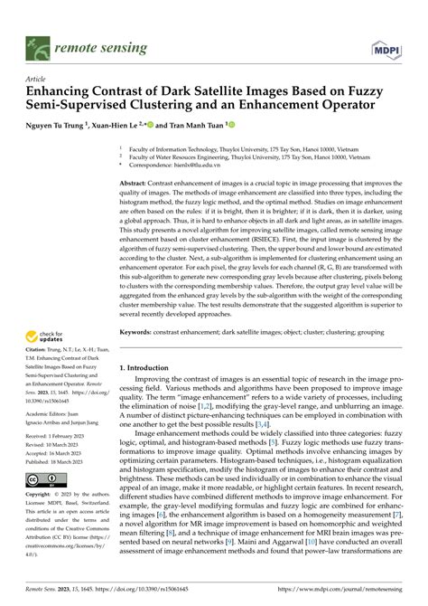 pdf enhancing contrast of dark satellite images based on fuzzy semi supervised clustering and