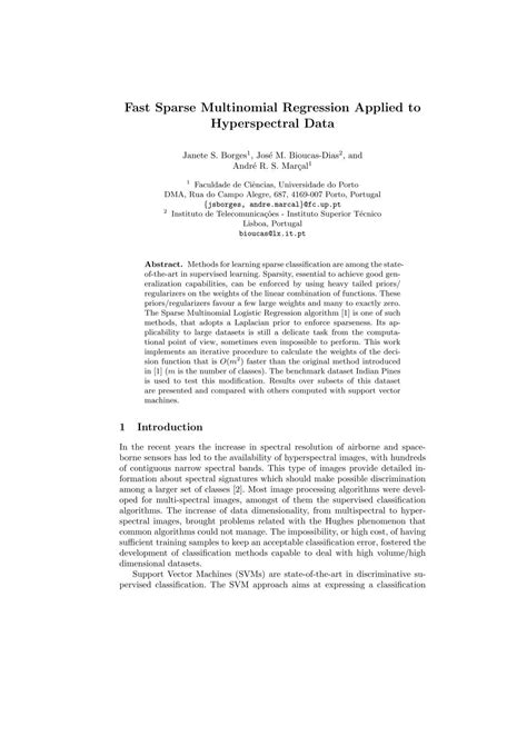 Fast Sparse Multinomial Regression Applied To Researchgate