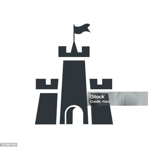 캐슬 타워 아이콘입니다 흰색 배경에 분리된 로고의 벡터 그림 건물 외관에 대한 스톡 벡터 아트 및 기타 이미지 건물 외관 건축 건축물 Istock