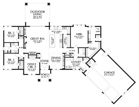 One Story Contemporary Style House Plan 2350 Goldendale 2350