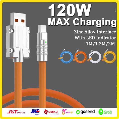 Kabel Data W Fast Charging Silikon Type C Kabel Data Metal Fast Charging A Watt Lazada