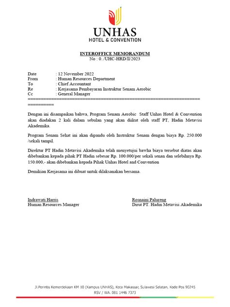 Inter Office Memo Pembayaran Security Rektorat Pdf