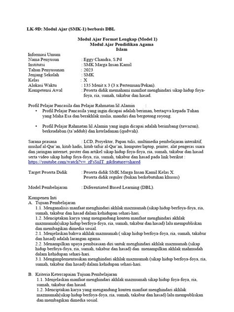 Modul Ajar Model Diferentiated Based Learning Pdf