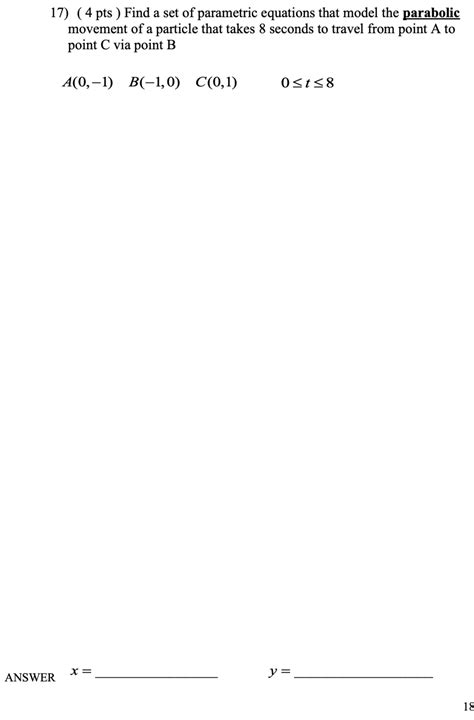 Solved 4 Pts Find A Set Of Parametric Equations That Chegg Com