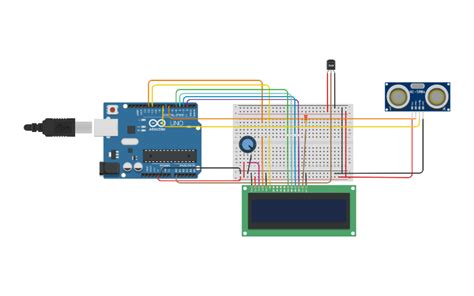 Circuit Design Arduino Sensor Temperatura Y Ultrasónico Tinkercad