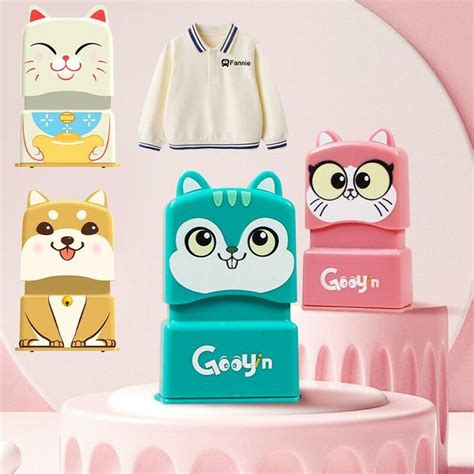 유아용 커스텀 이름 스탬프 블랙 레드 블루 잉크 어린이 교사 의류 귀여운 Diy 맞춤형 이름 도장 유치원 의류 수정 용품