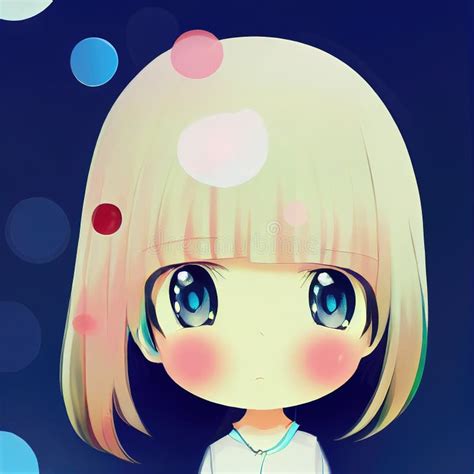 Chibi Girl Portrait With Blond Hairs And Bubbles In The Sky Ai