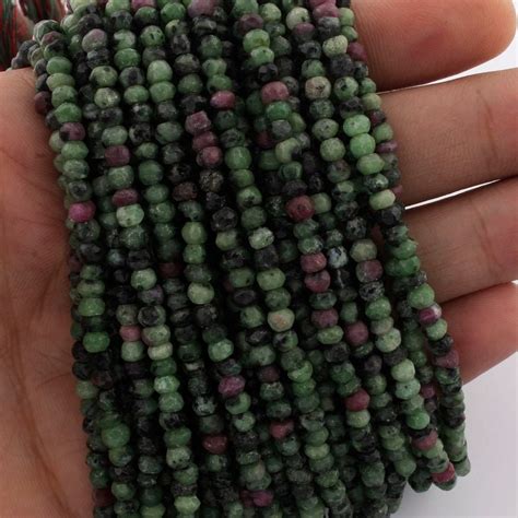 5 Strands Faceted Ruby Zosite Faceted Beads 3 4 Mm Approx Etsy