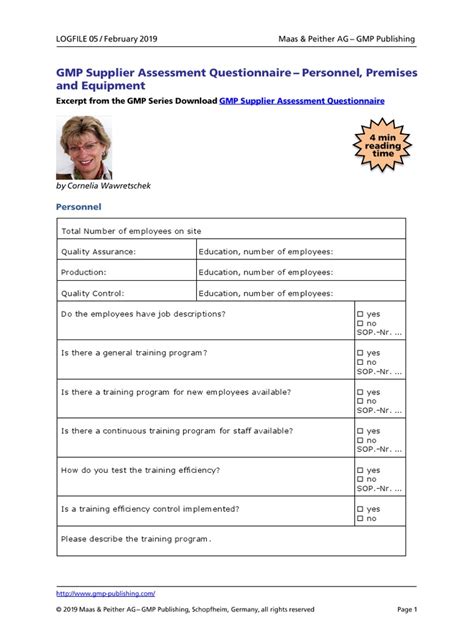 Logfile 05 Gmp Supplier Assessment Questionnaire Pdf Business