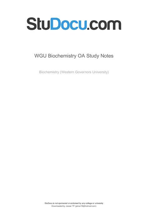 WGU Biochemistry OA Study Guide A Solution Updated Browsegrades