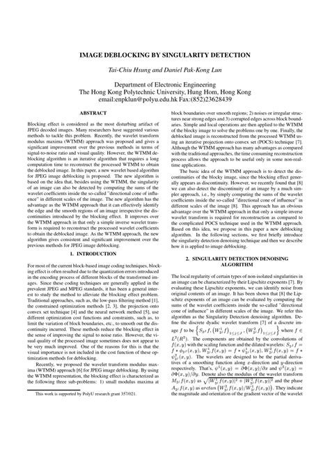 Pdf Image Deblocking By Singularity Detection