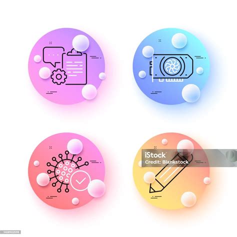 연필 코로나 바이러스 및 Gpu 최소 라인 아이콘 웹 응용 프로그램의 경우 인쇄 벡터 0명에 대한 스톡 벡터 아트 및 기타