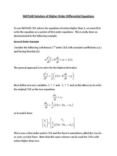 Higher Order Odes Pdf Pdf Teaching Methods And Materials