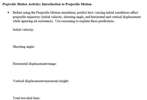Solved Before Using The Projectile Motion Simulation