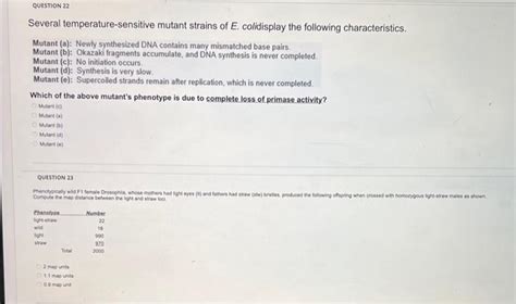 Solved Several Temperature Sensitive Mutant Strains Of E