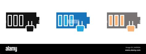 Battery Charging Icon Outline Collection Or Set In Black And White Stock Vector Image And Art Alamy