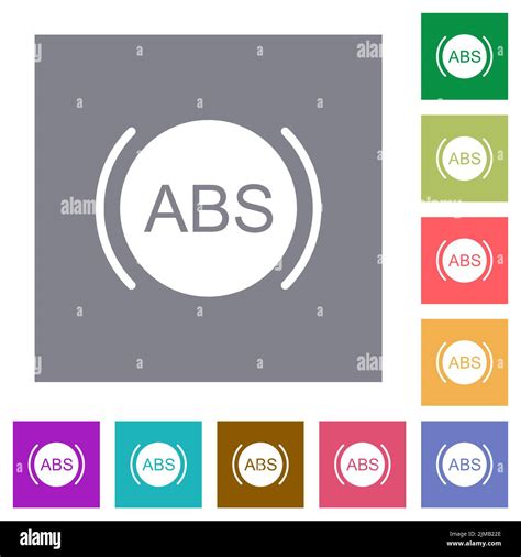 car anti lock braking system indicator flat icons on simple color