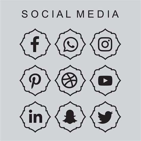 소셜 미디어 아이콘 모음 프리미엄 벡터