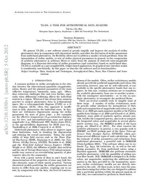Pdf Ta Da A Tool For Astrophysical Data Analysis