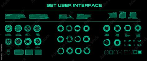 Set Futuristic Circles Frames And Hud Panels Elements For Digital