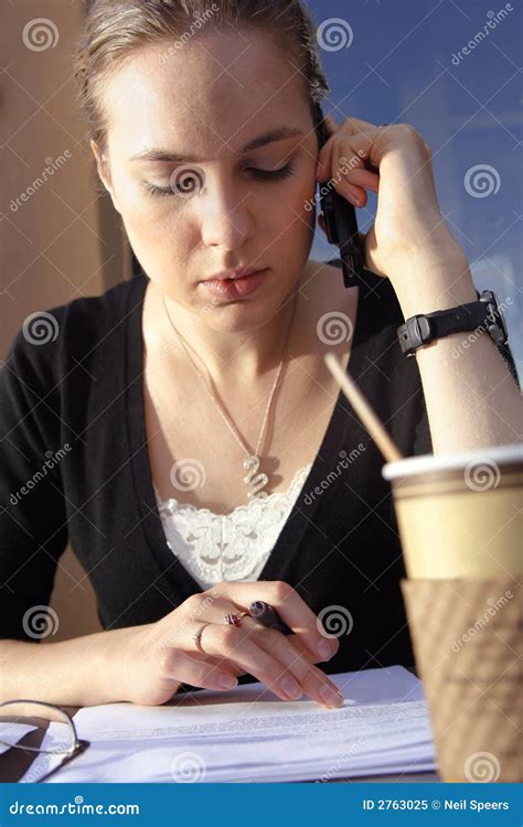 Young Woman Doing Paperwork At Stock Image Image Of Glasses