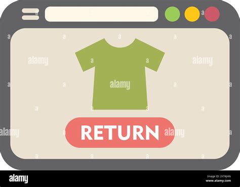 Online Clothing Return Process With Web Browser Window Displaying T Shirt Icon Stock Vector
