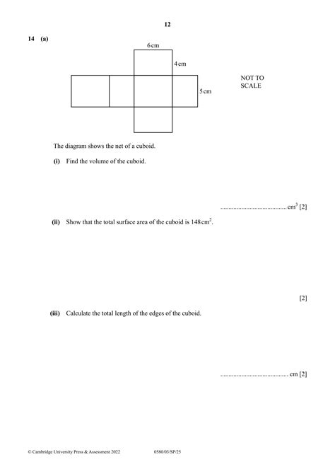 Cambridge Igcse 0580 Mathematics Specimen Paper 3 For Examination From 2025 Pdf