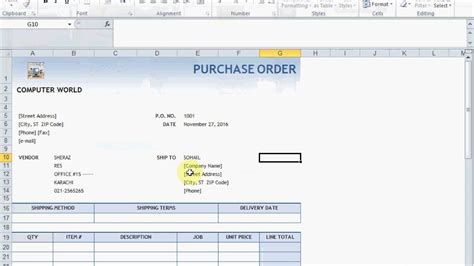 How To Create Purchase Order Po In Ms Excel Ms Excel Training Images