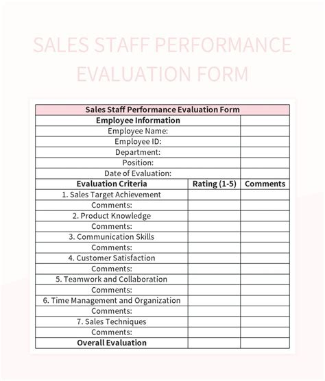 Free Staff Performance Evaluation Templates For Google Sheets And Microsoft Excel Slidesdocs